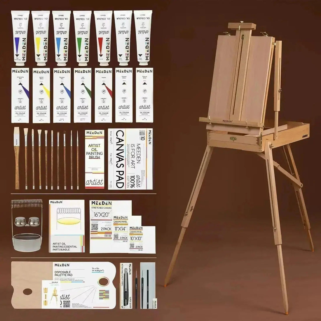 MEEDEN Professional Artist Oil Painting Set with French Easel - MEEDEN ART